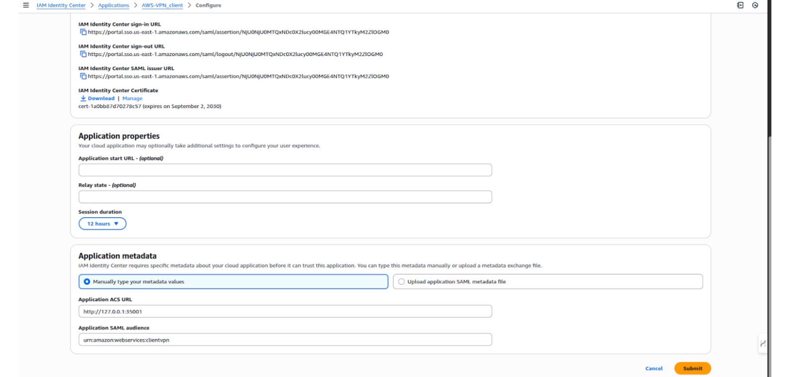 Set up SSO with AWS VPN client with User-Based Authentication