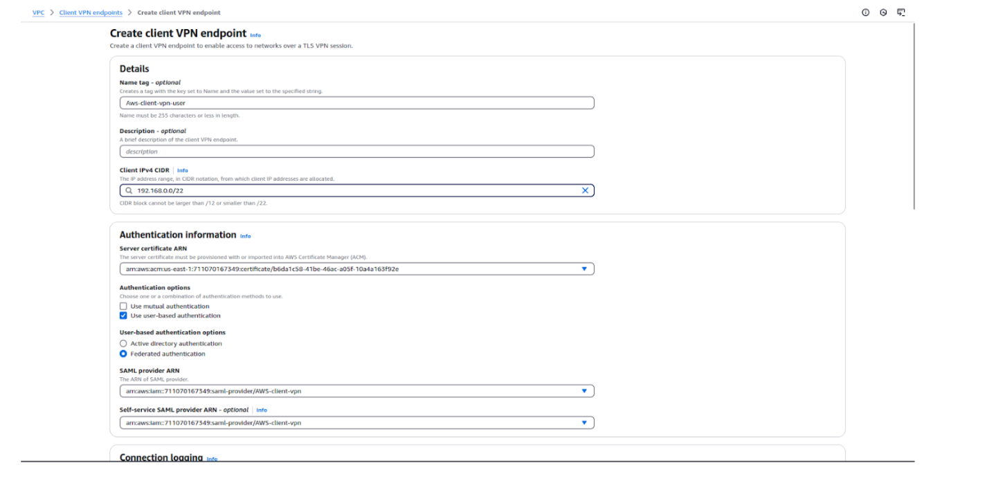 Set up SSO with AWS VPN client with User-Based Authentication